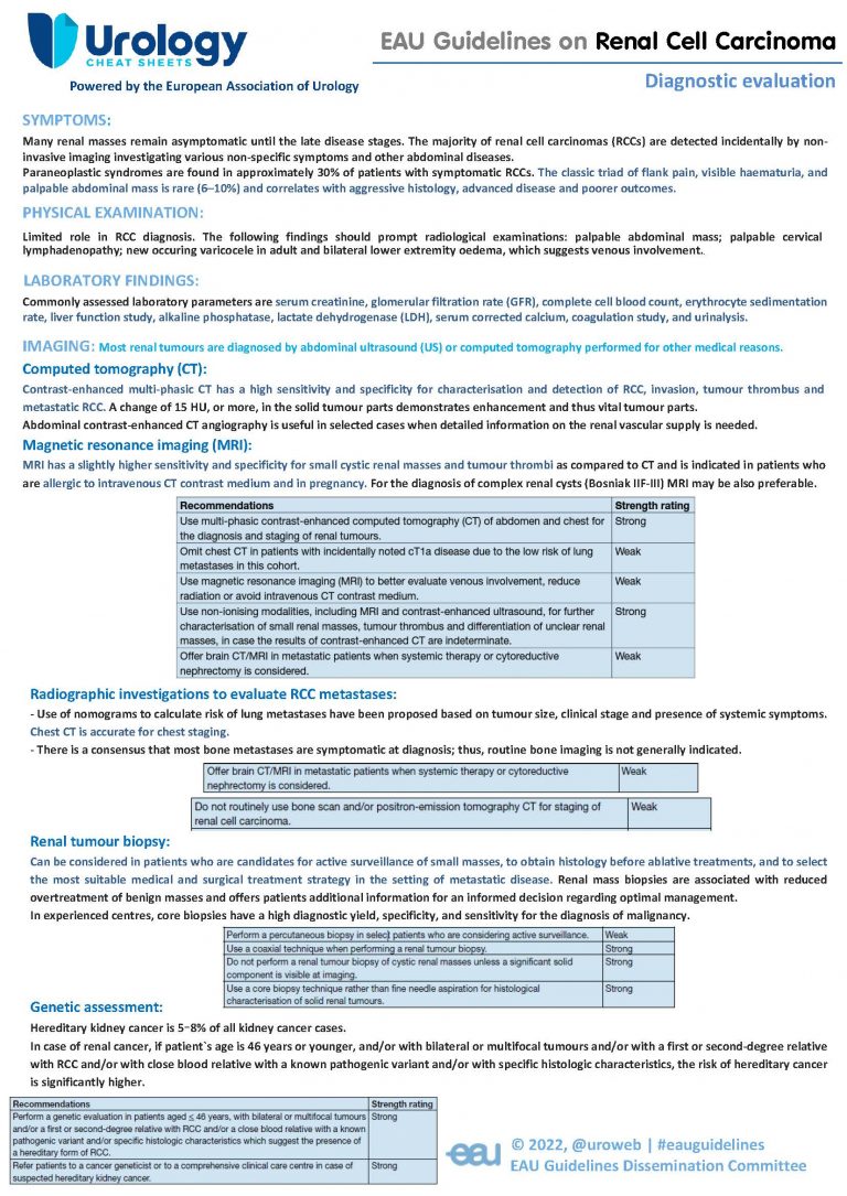 EAU Guidelines on Renal Cell Carcinoma - Urology Cheatsheets