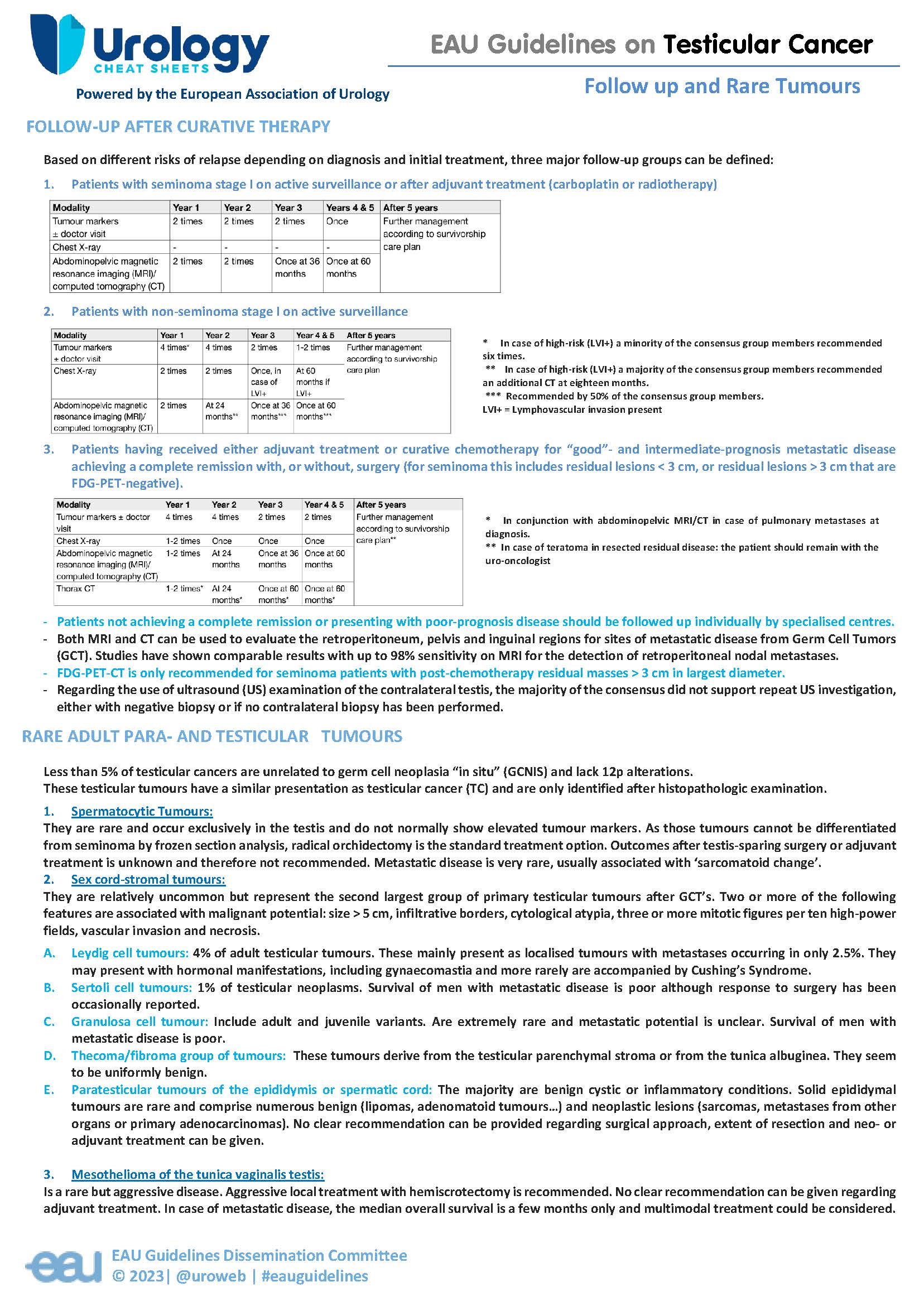 EAU Guidelines on Testicular Cancer III - Urology Cheatsheets