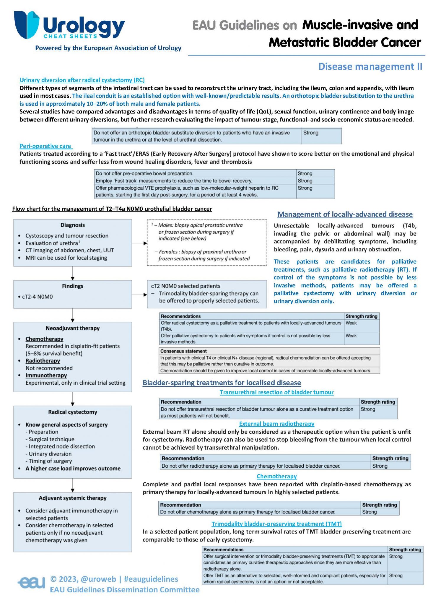 EAU Guidelines on Muscle-invasive and Metastatic Bladder Cancer III - Urology Cheatsheets