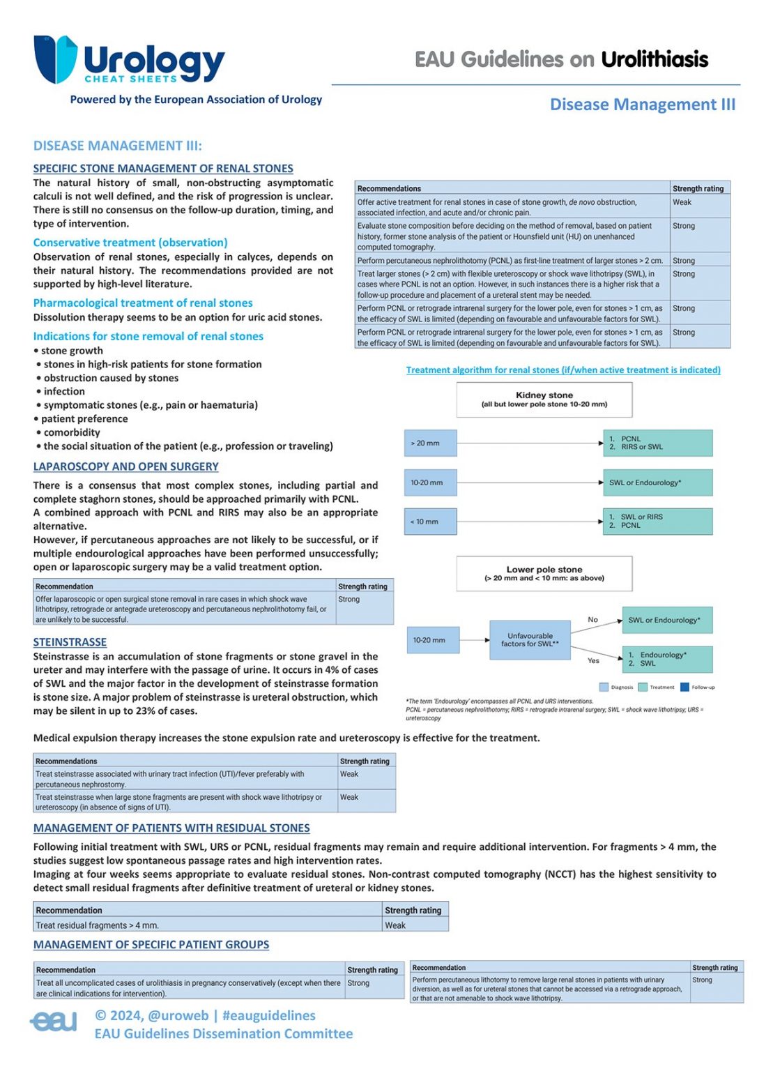 EAU Guidelines on Urolithiasis IV - Urology Cheatsheets